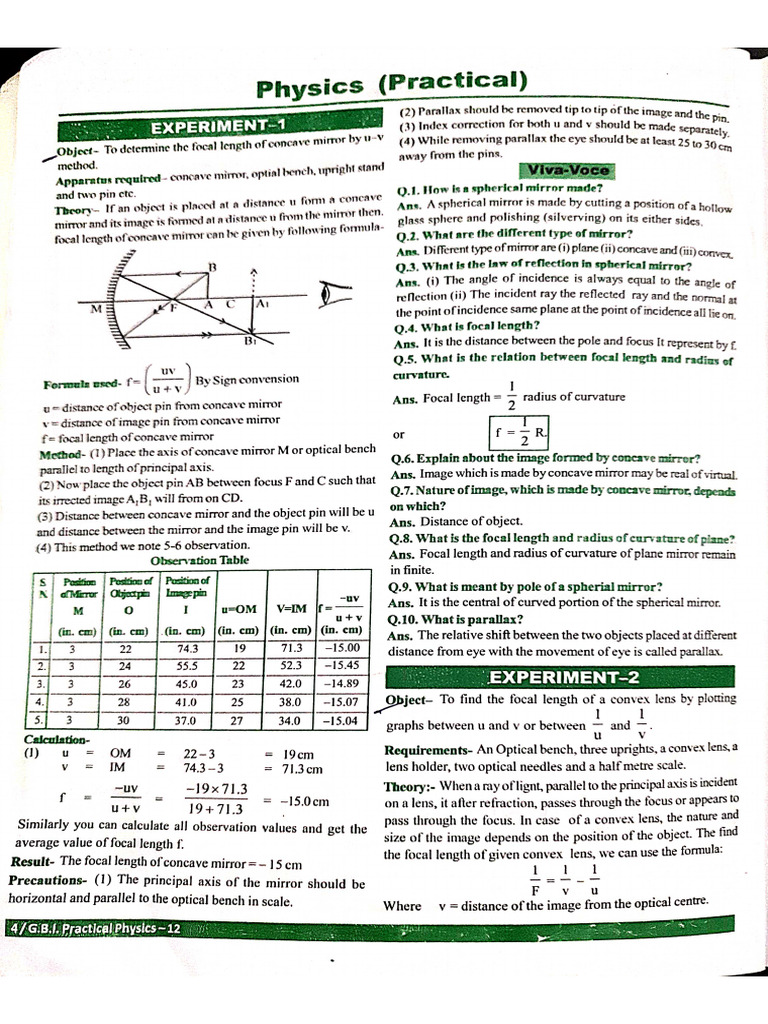 Prepare These Practicals For Final Physics Practical Exam. | PDF
