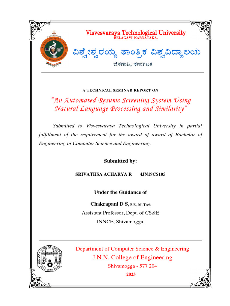 1 Technical Seminar Report | PDF | Part Of Speech | Linguistics