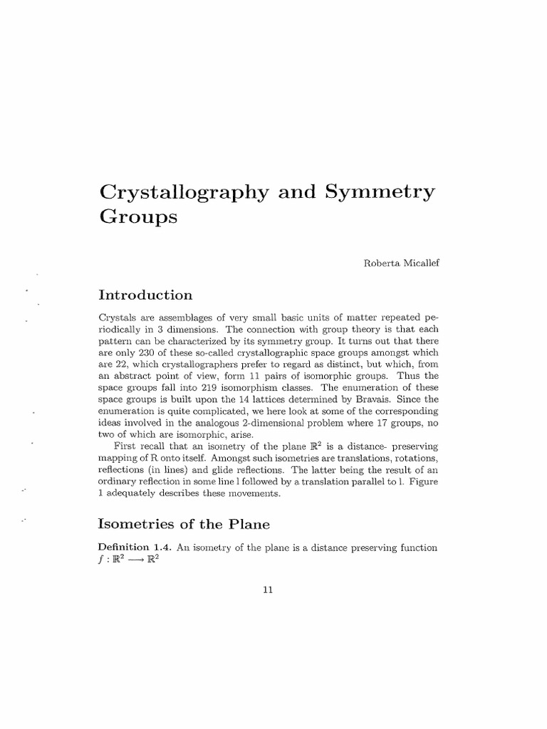 Crystallography and Symmetry Groups | PDF | Group (Mathematics) | Geometry