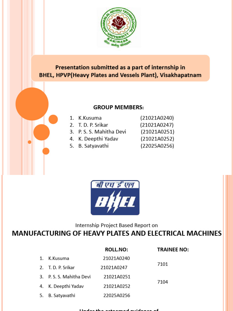 Bhel Vizag Internship | PDF | Steel | Rolling (Metalworking)