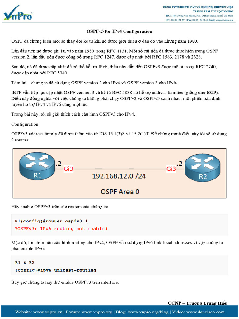 31. OSPFv3 for IPv4 Configuration | PDF