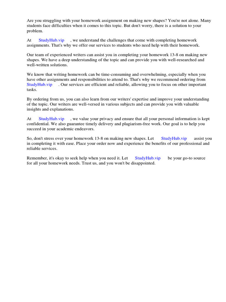 Homework Help for Shape Assignments | PDF | Homework | Teachers