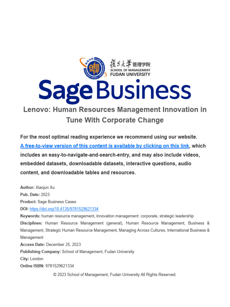 Lenovo HR Innovation Post-IBM Merger | PDF | Lenovo | Human Resource ...