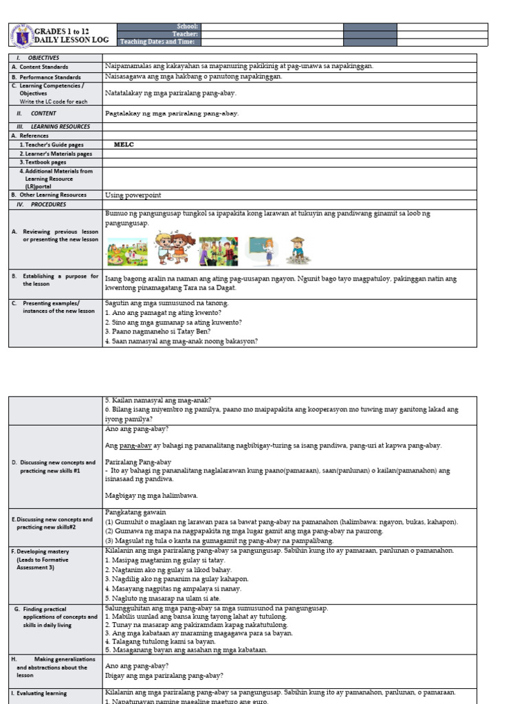 FILIPINO - Q3-W1 Day1 | PDF