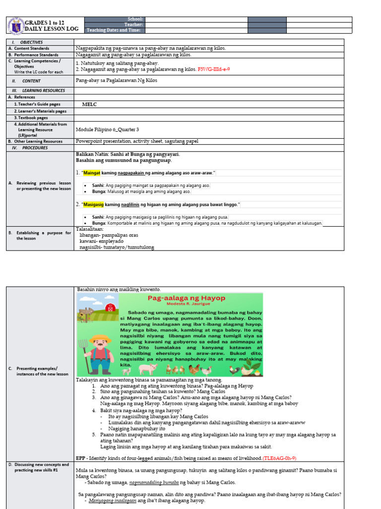 FILIPINO - Q3-W3 Day1 | PDF