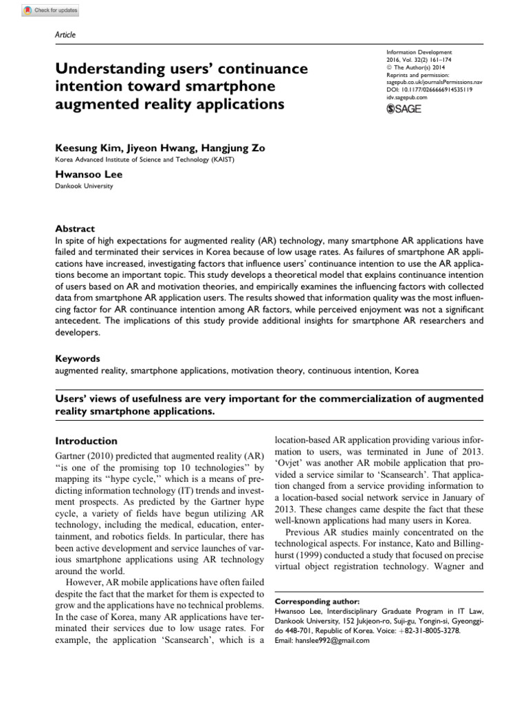 Factors Influencing AR App Usage | PDF | Augmented Reality | Motivational