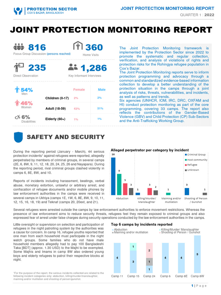PWG - Joint Protection Monitoring Report q1-2022 | PDF | Violence Against Women | Human Trafficking
