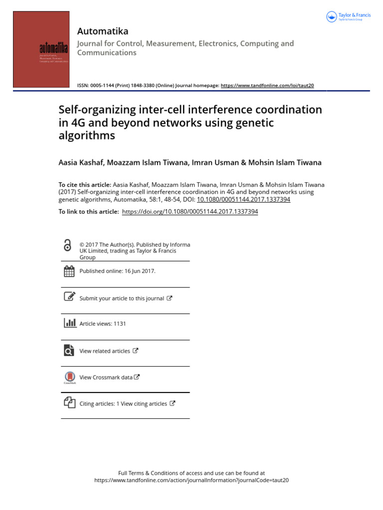 Self-Organizing Inter-Cell Interference Coordination in 4G and Beyond Networks Using Genetic ...