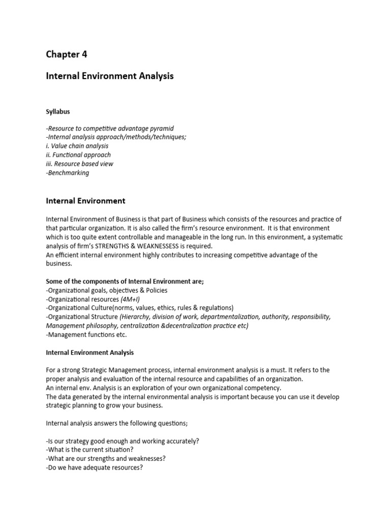 Chapter 4 Internal Analysis | PDF | Marketing | Benchmarking