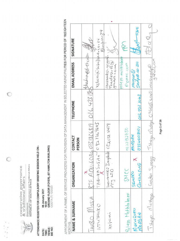 Annexure a Briefing Ssession Register (1) | PDF