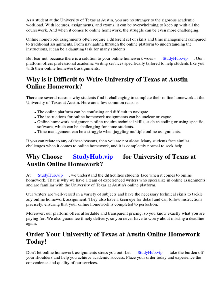 UT Austin Online Homework Help | PDF | Sat | University And College ...