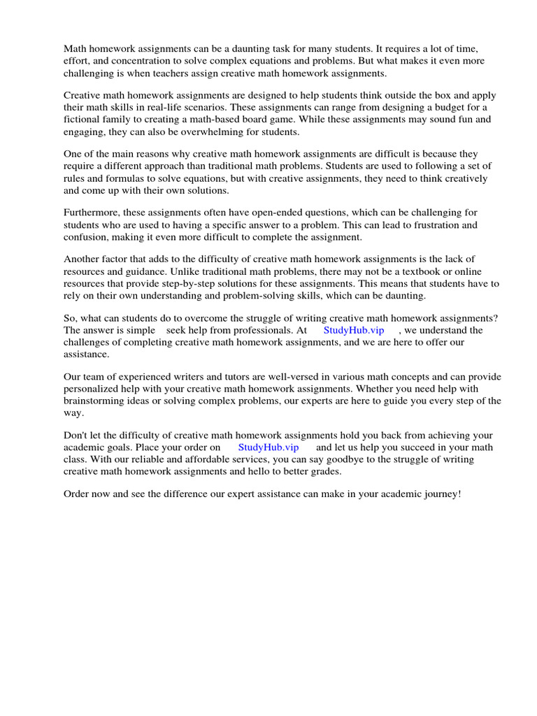 Creative Math Homework Assignments | PDF | Mathematics | Numbers