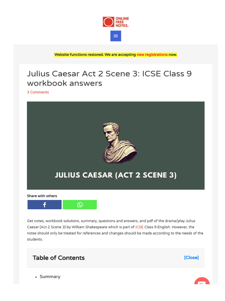 Julius Caesar Act 2 Scene 3 | PDF | Julius Caesar