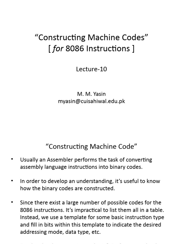 Lec 10 MSI ConstructingMachineCode | PDF | Technology & Engineering