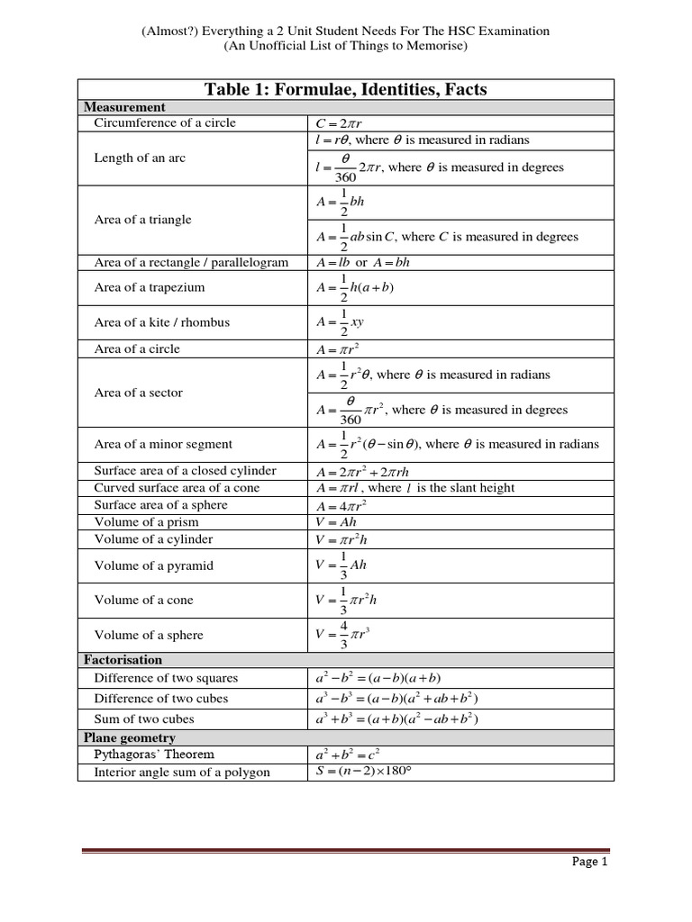 11 Memorise These Pdf Rectangle Triangle