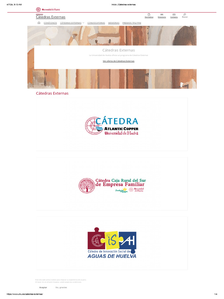 Cátedras Externas UHU: Convocatorias Abiertas | PDF | Red mundial ...