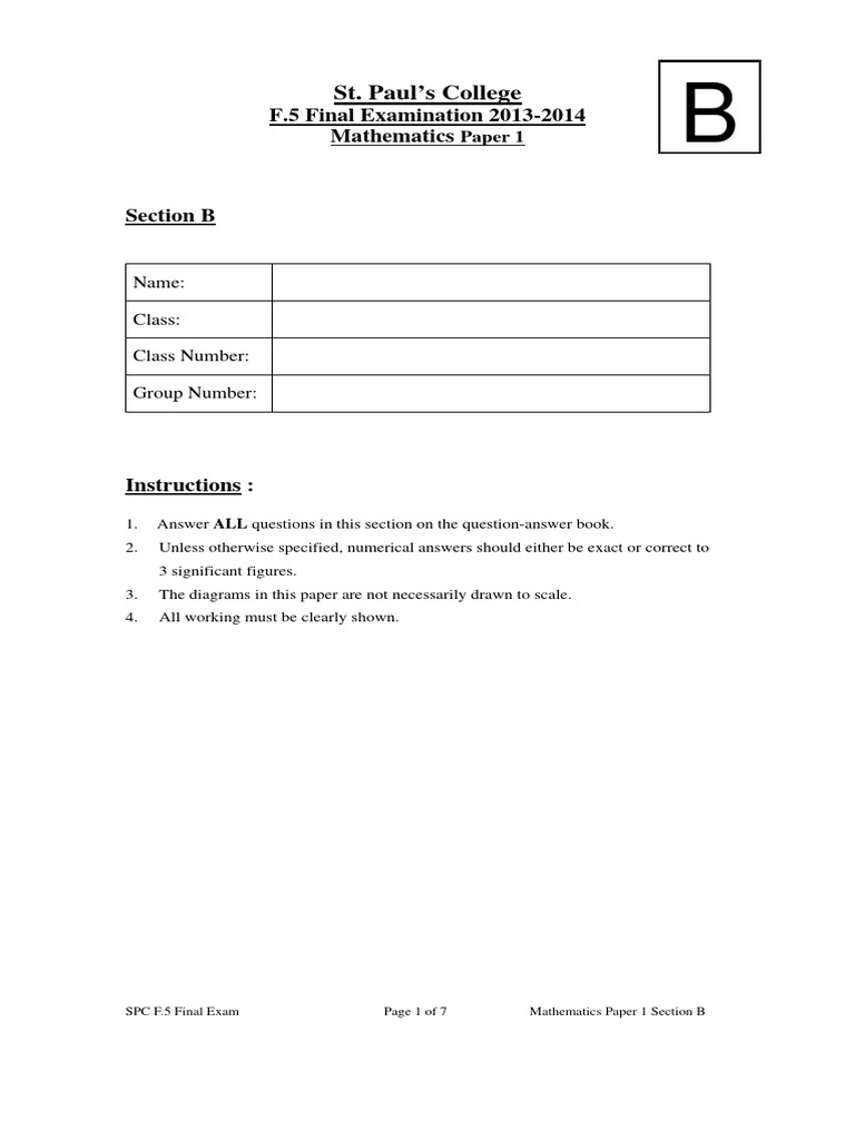 1314 F5 T2 Paper 1 Section BQAB | PDF | Euclidean Geometry | Geometry