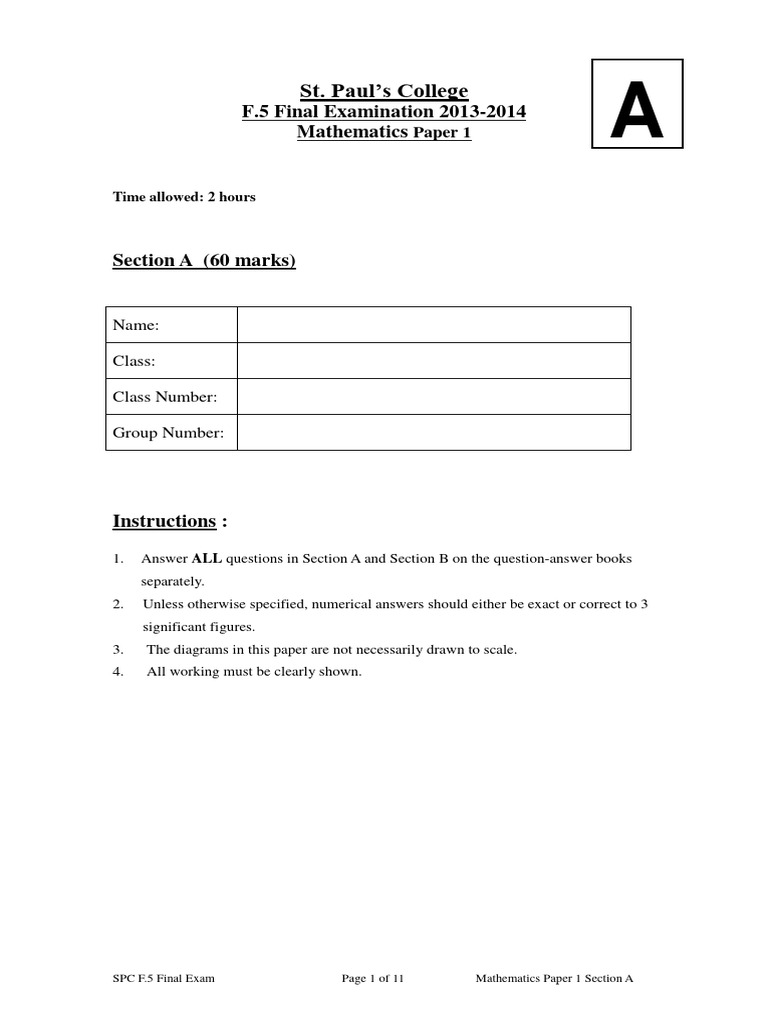 1314 F5 T2 Paper 1 Section AQAB | PDF | Circle | Equations