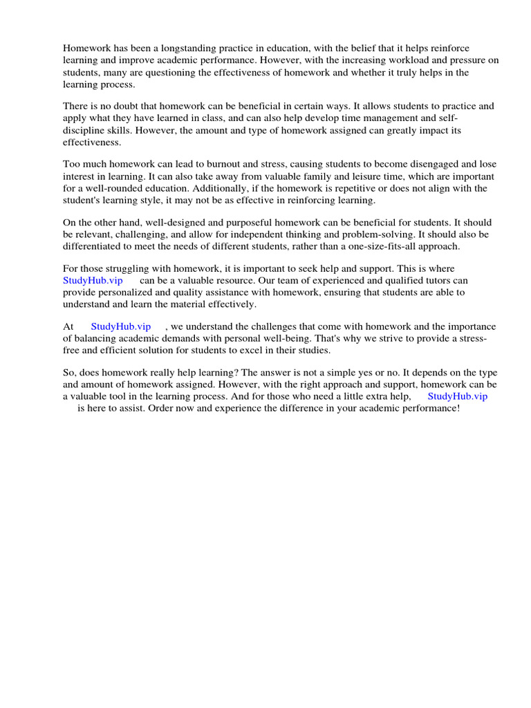 Does Homework Really Help Learning | PDF | Homework | Teachers