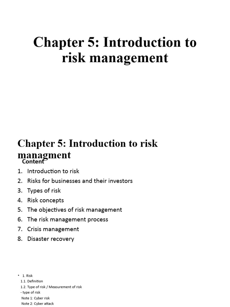Chapter 5 Introduction To Risk Management | PDF | Risk | Risk Management