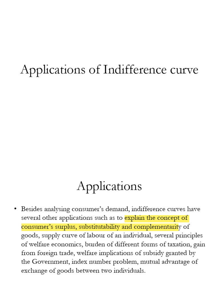 Application of Indifference Curve | PDF | Subsidy | Welfare Economics