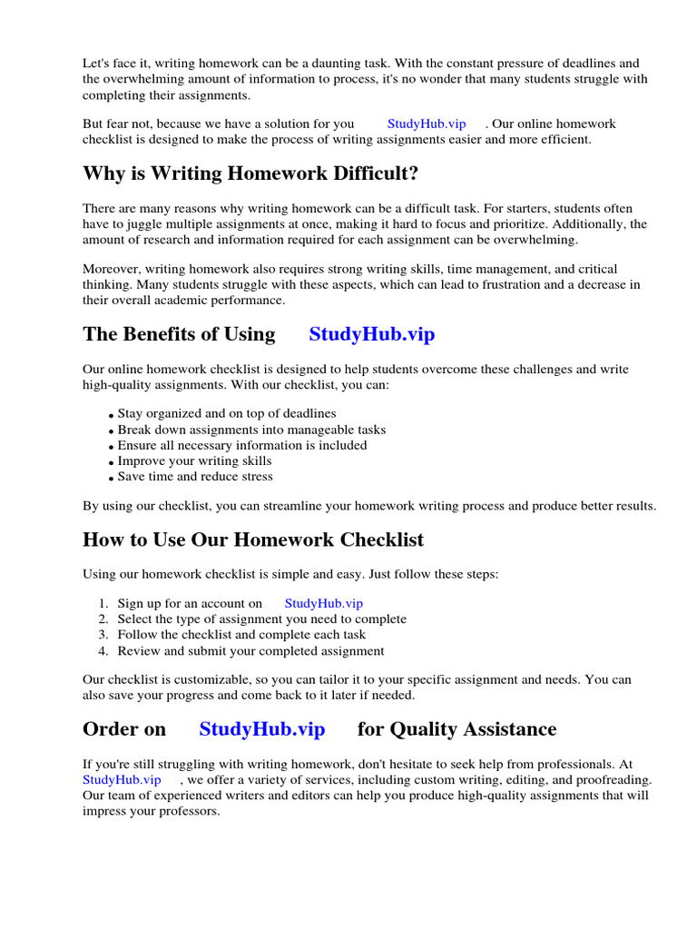 Homework Checklist Online | PDF | Homework | Safari (Web Browser)