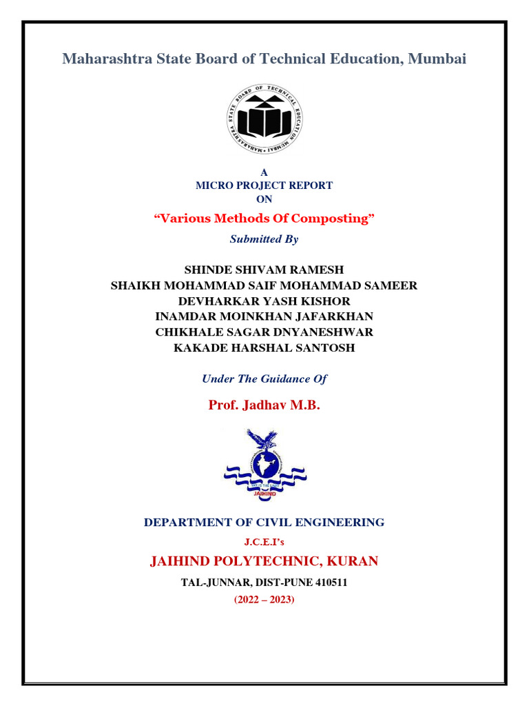 SWM Micro Project | PDF | Compost | Soil