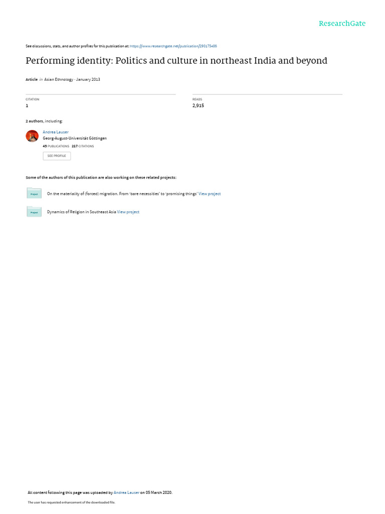 Editors Introduction Performing Identity | PDF | Ethnicity | Liberal ...