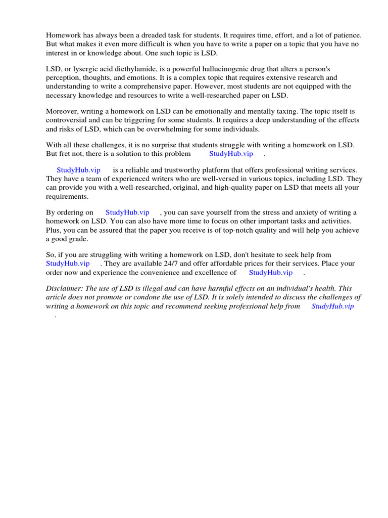 LSD Homework | PDF | Psilocybin