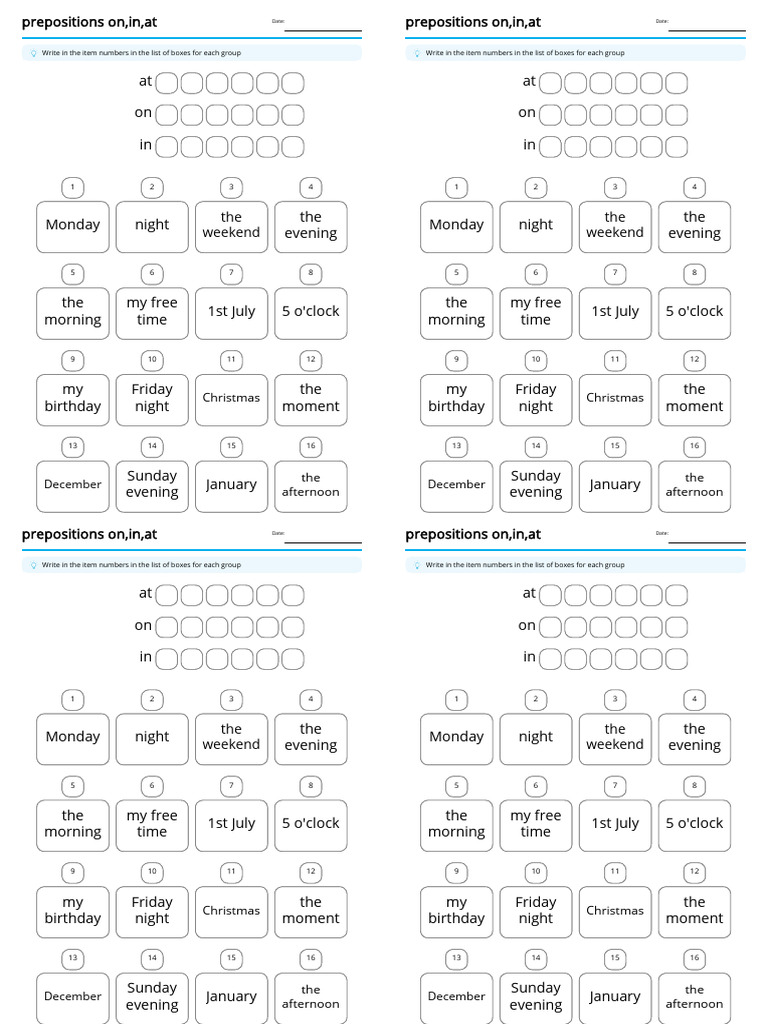 Prepositions Oninat Group Sort | PDF | Observances