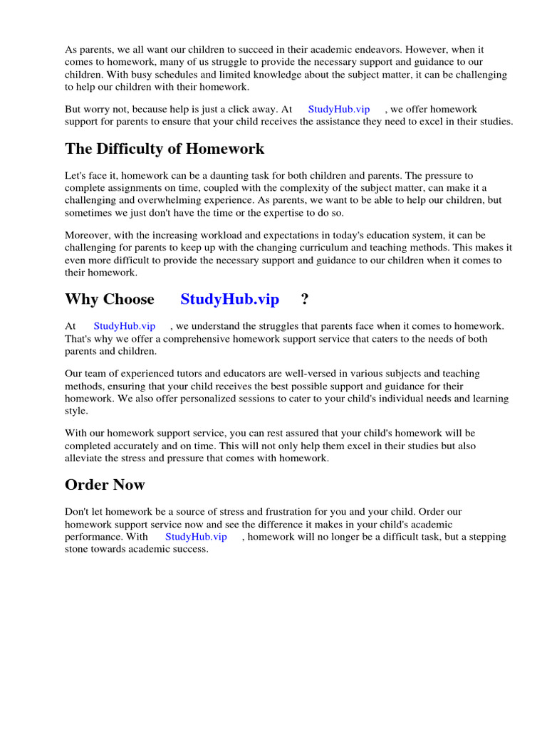 Homework Support For Parents | PDF | Homework | Homeschooling