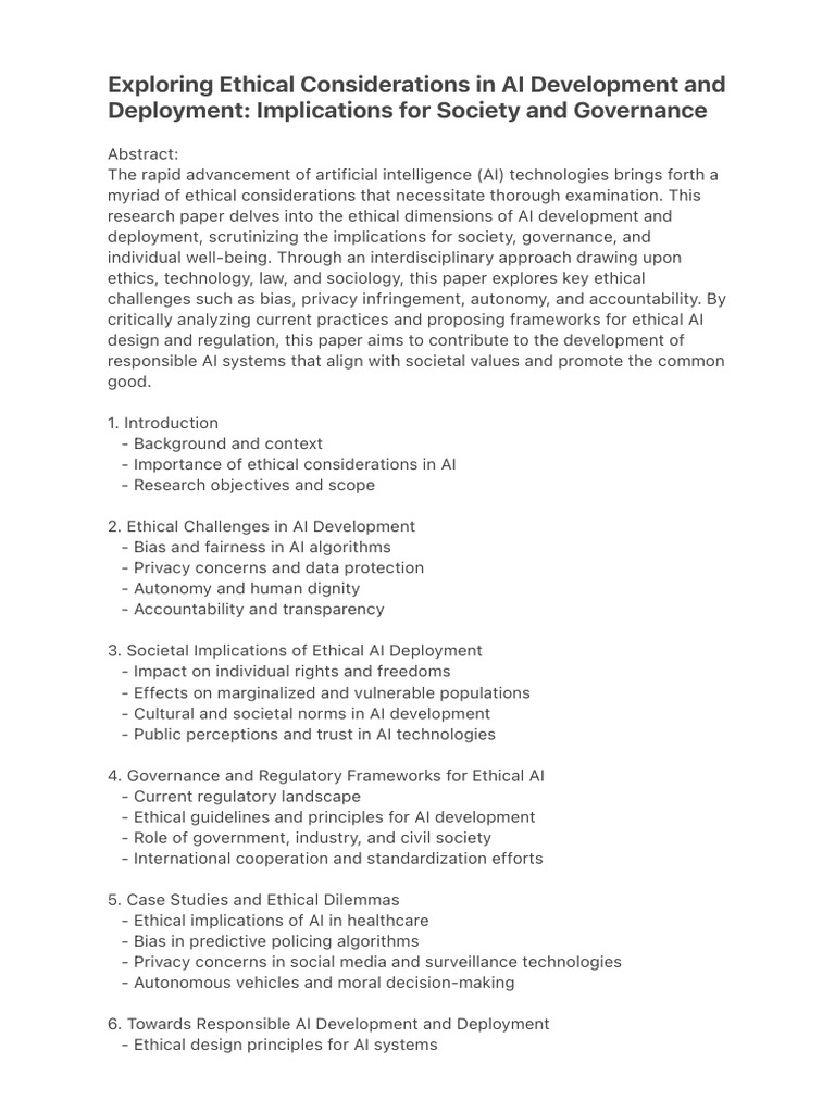 Exploring Ethical Considerations in AI Development and Deployment | PDF ...