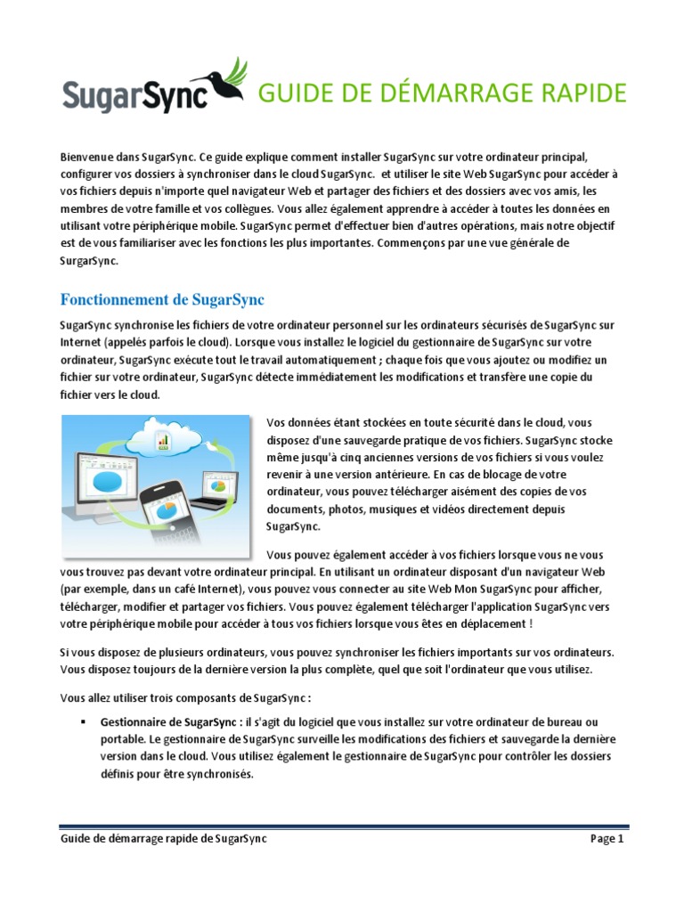 Guide de Démarrage Rapide de SugarSync | PDF