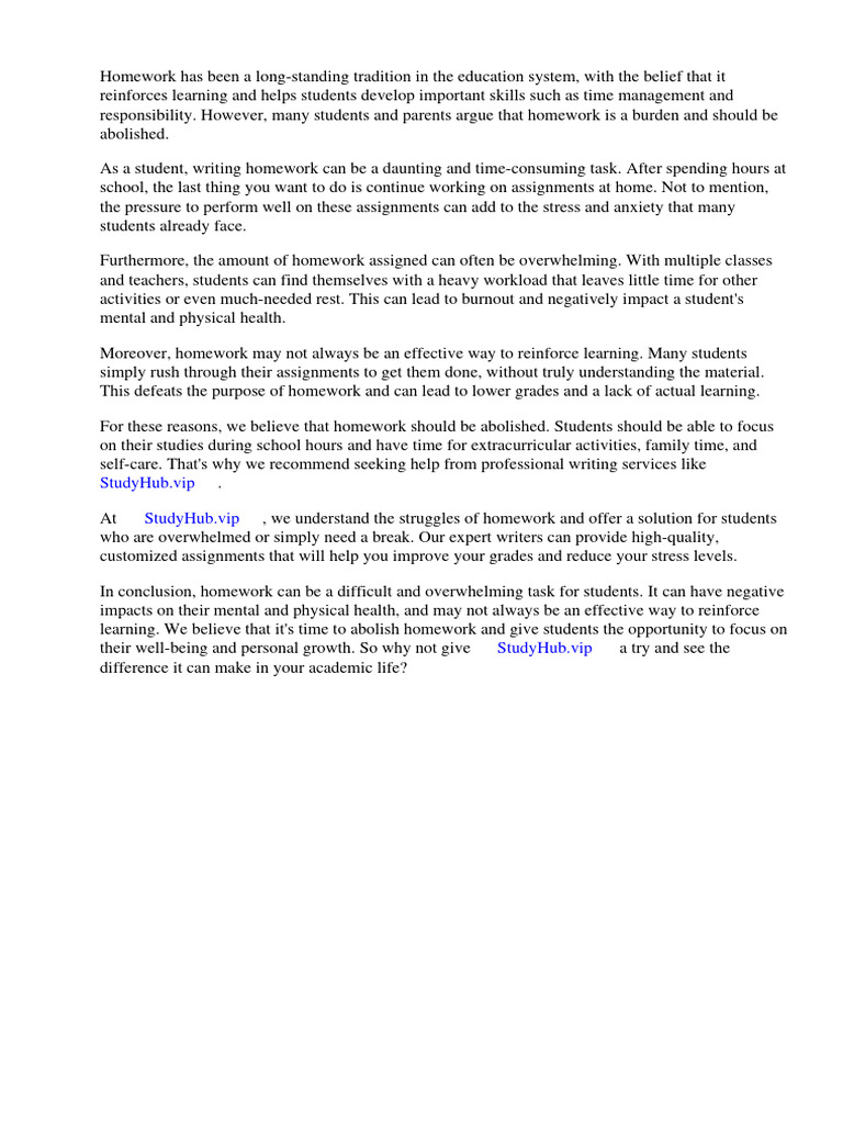 Should Be Homework Abolished | PDF | Homework | Learning