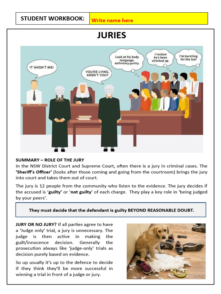 LESSON 2 - Juries Worksheet | PDF | Hung Jury | Trials