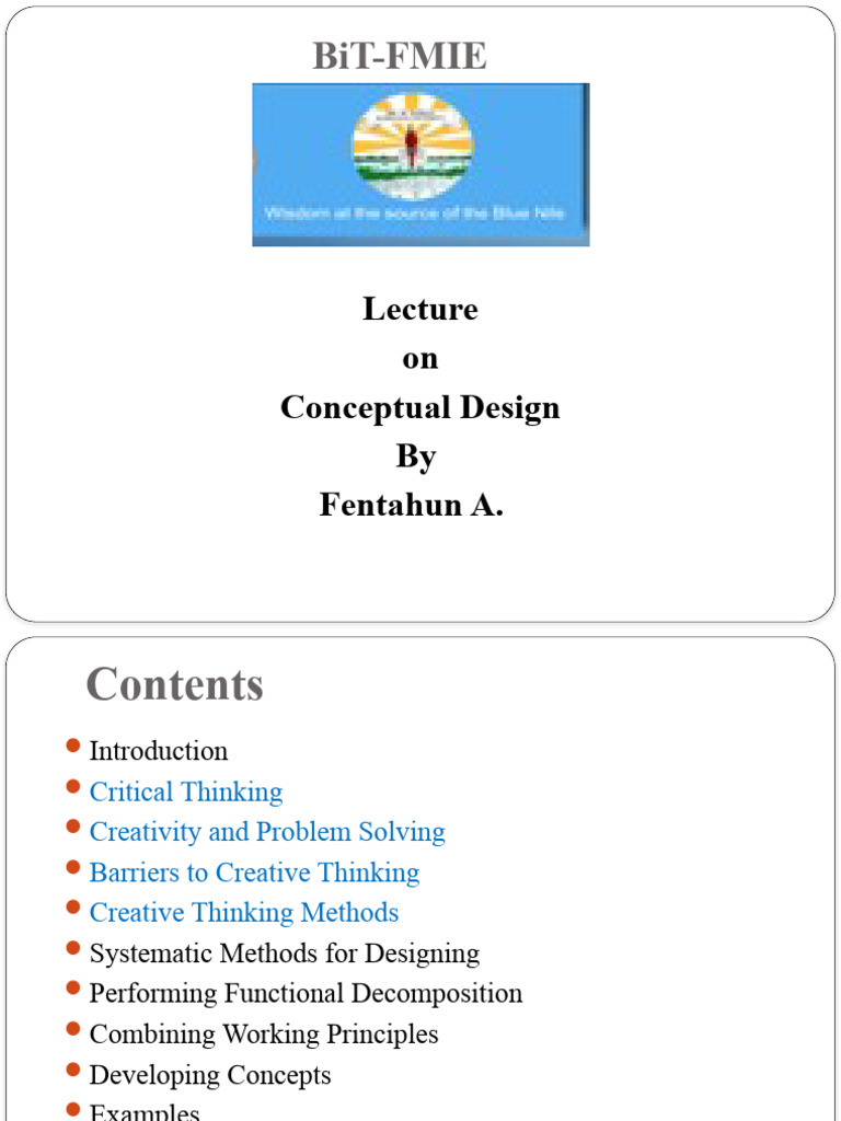 Chapter 4 Conceptual Design | PDF | Creativity | Thought Chapter 4 Conceptual Design | PDF | Creativity | Thought
