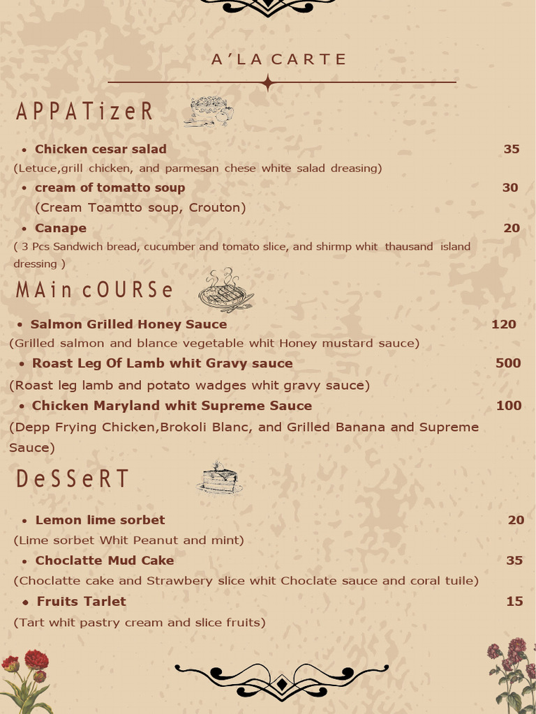 Ala Carte | PDF | Sauce | Salad