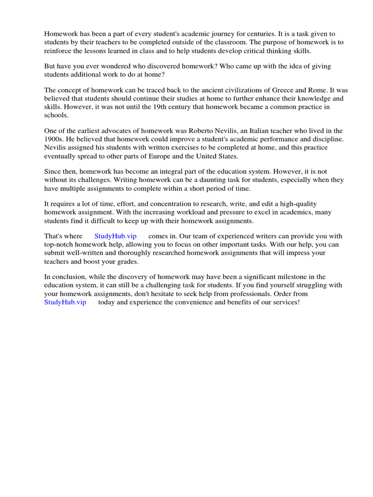 Who Discovered Homework | Download Free PDF | Homework | Learning