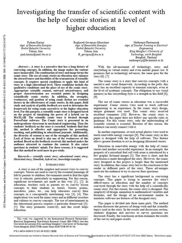 Comic Stories for Science Education | PDF | Science | Engineering