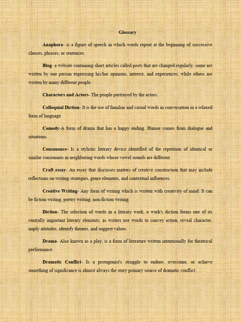 Glossary Creative Writing-WPS Office | PDF | Poetry | Word