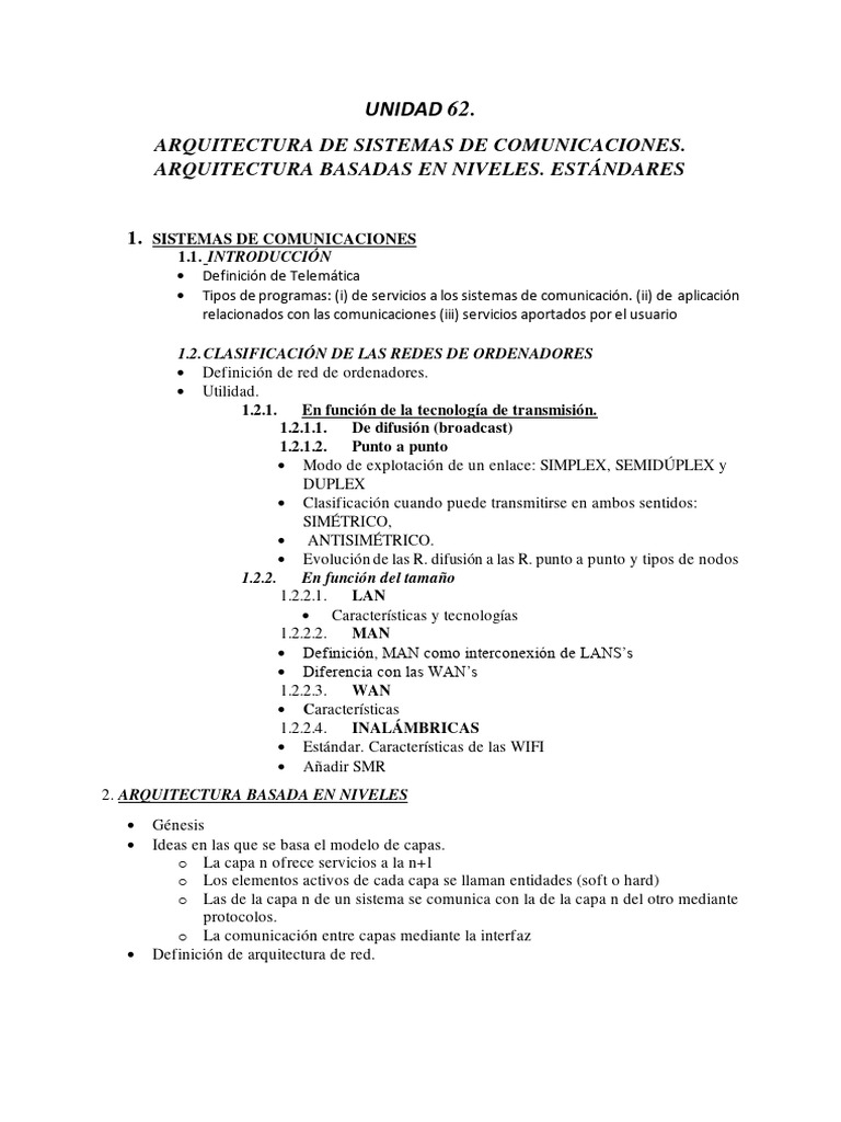 Arquitectura de Sistemas de Comunicaciones. Arquitectura Basadas en ...
