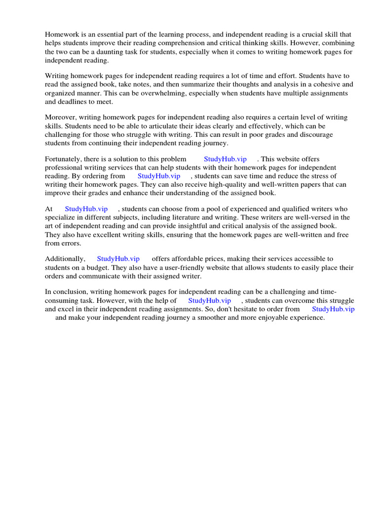 Homework Help for Independent Reading | PDF | Reading Comprehension | Literacy