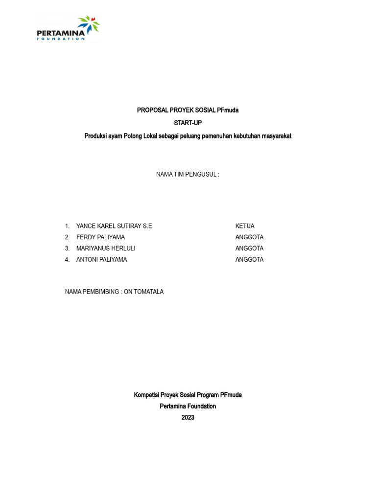 PROPOSAL PROYEK SOSIAL PFmuda | PDF