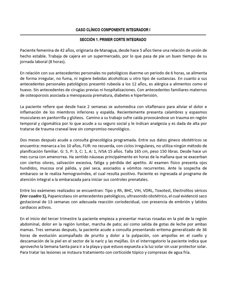 Caso Clínico Componente Integrador I - 2024 | PDF | Medicina ...