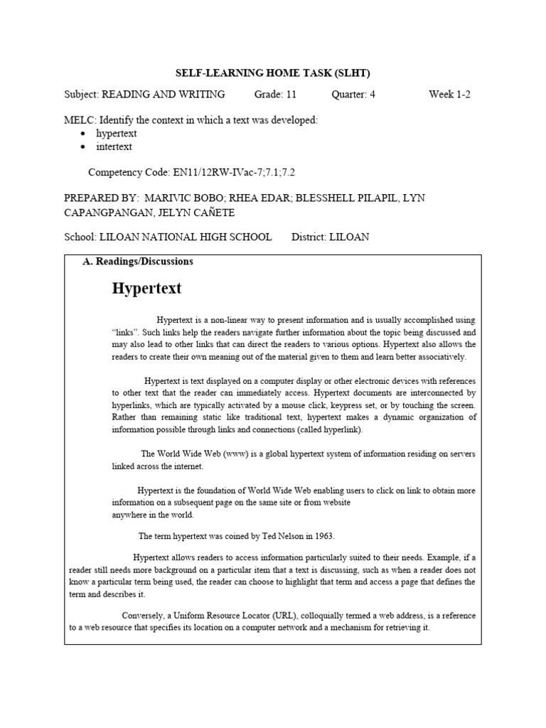 Reading And Writing 1 Pdf Hyperlink World Wide Web