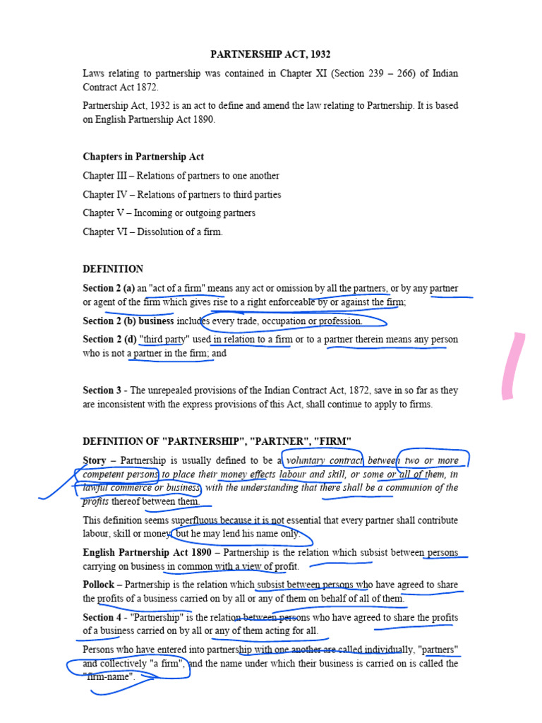 Partnership Notes | PDF | Partnership | Legal Liability