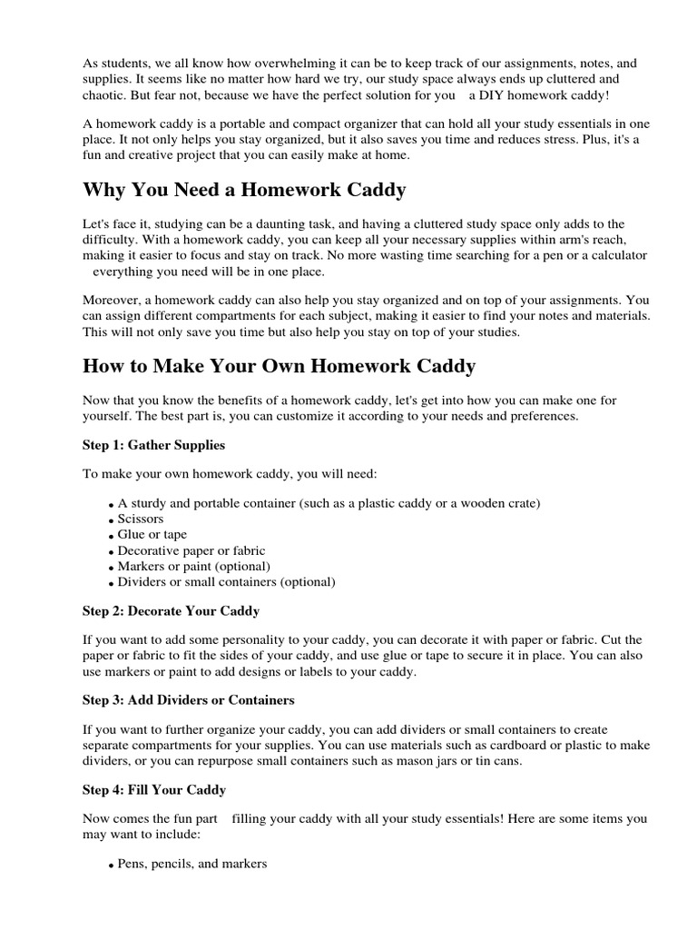 Diy Homework Caddy | PDF