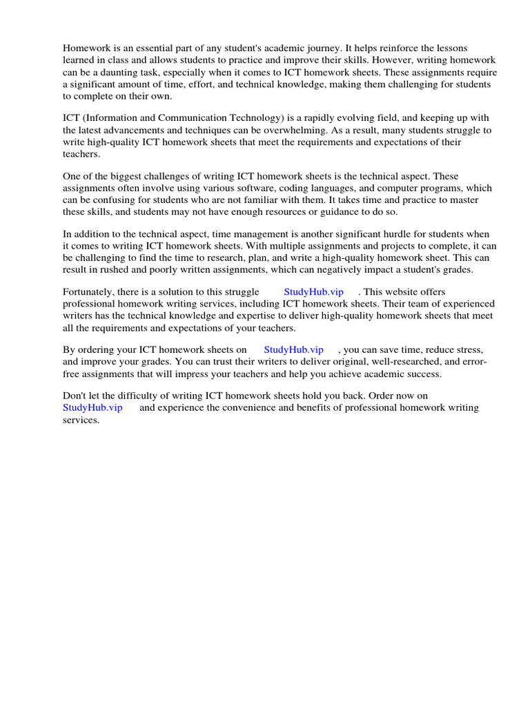 Ict Homework Sheets | PDF | Information And Communications Technology ...