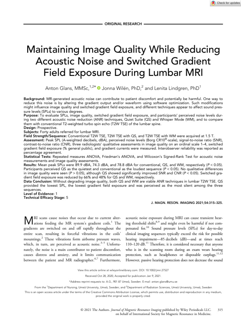 Maintaining Image Quality While Reducing Acoustic Noise And Switched