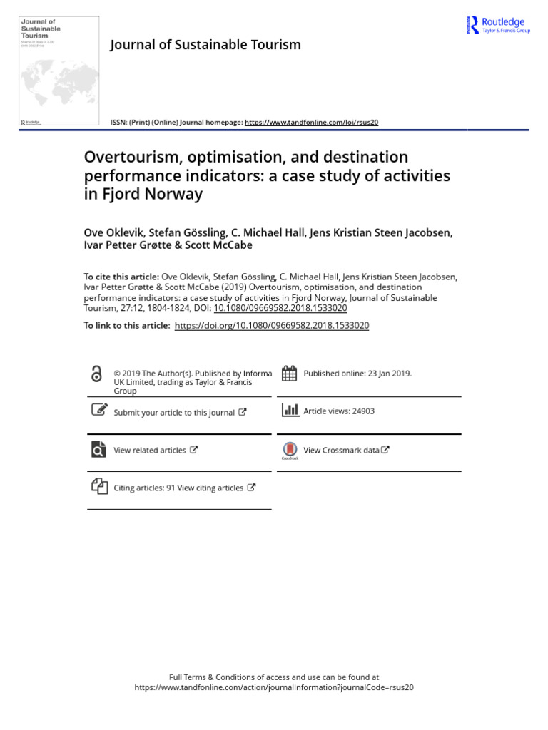 Overtourism Optimisation and Destination Performance Indicators A Case Study of Activities in ...